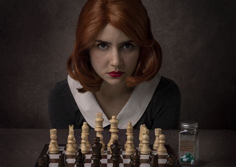 Download The Queens Gambit Lipstick Chess Face Redhead Woman Cosplay