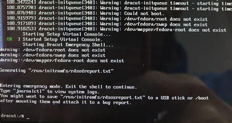 dev fedora root does not exist dev fedora swap does not exist dev mapper fedora root does