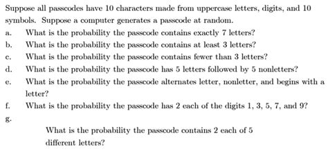 Suppose All Passcodes Have 10 Characters Made From Uppercase Letters