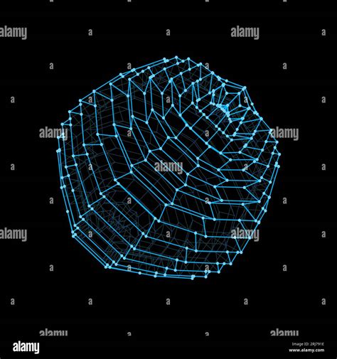 3d Futuristic Sphere And Ball Polygonal Shape Virtual Blue Wire Line Model Futuristic