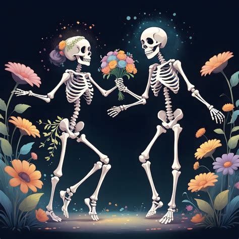Premium Ai Image Two Skeleton Dance