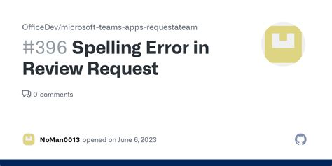 Spelling Error In Review Request · Issue 396 · Officedevmicrosoft
