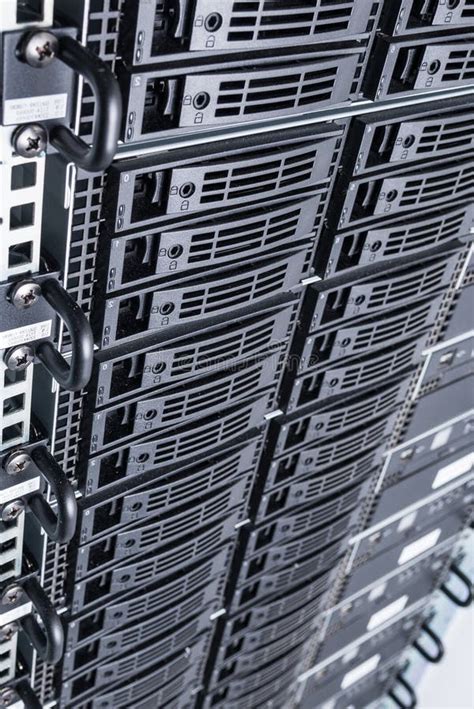 Cluster Of Data Storage Ssd Hard Drives Inside Server Rack Stock Image