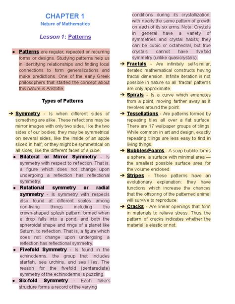 Chapters 1 4 Complete Chapter 1 Nature Of Mathematics Lesson 1 Patterns Patterns Are Chapters 1 4 Complete Chapter 1 Nature Of Mathematics Lesson 1 Patterns Patterns Are