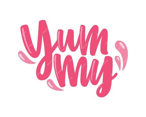 Premium Vector Yummy Word Handwritten With Elegant Pink Cursive Calligraphic Font Or Script