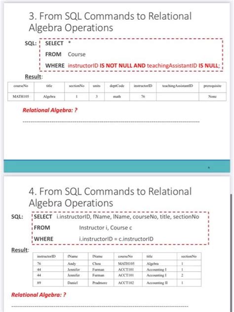solved example tables of course db instructor