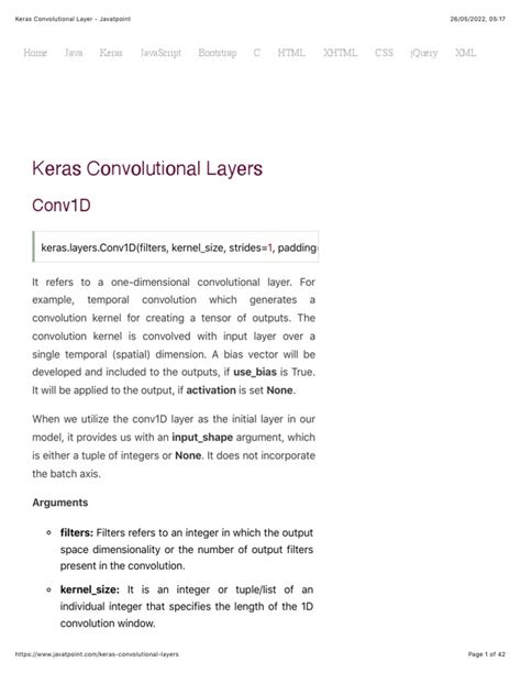 Keras Convolutional Layer Javatpoint Pdf