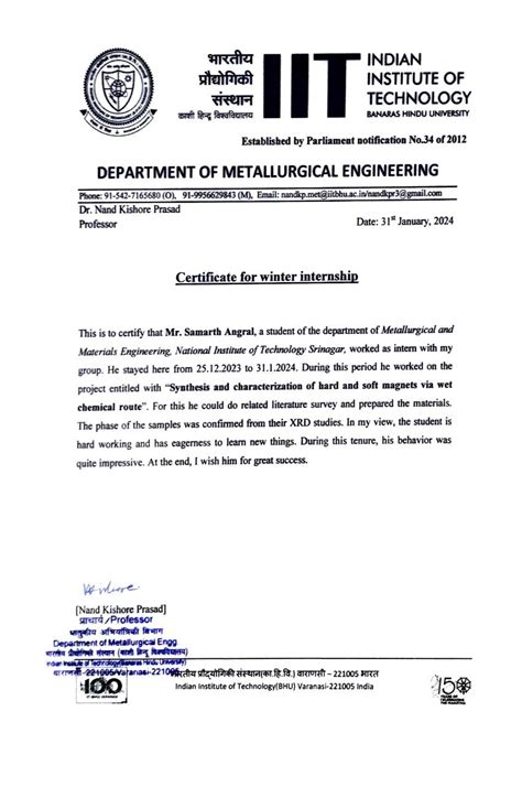 samarth angral on linkedin iitbhu internship