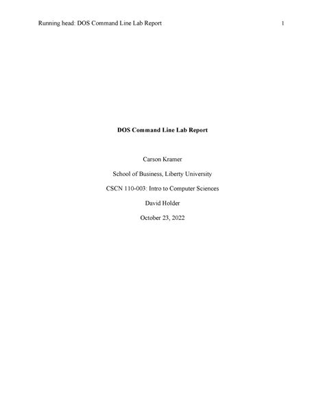 kramer carson dos cmd line lab report running head dos command line lab report 1 dos command
