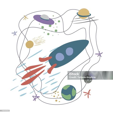 로켓 혜성 별과 행성 벡터 일러스트 레이 션 우주비행 우주 탐사 개념에 대한 스톡 벡터 아트 및 기타 이미지 개념 개념과