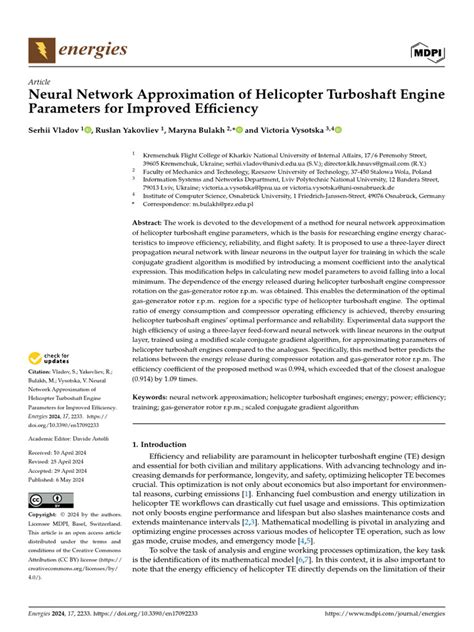 Neural Network Approximation Of Helicopter Turbosh Pdf Artificial Neural Network