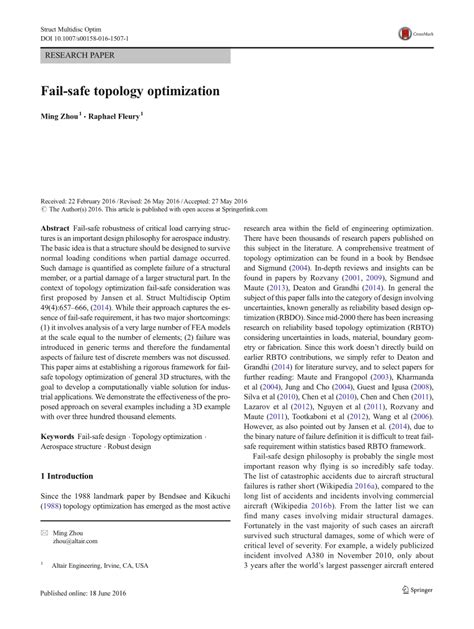 PDF Fail Safe Topology Optimization