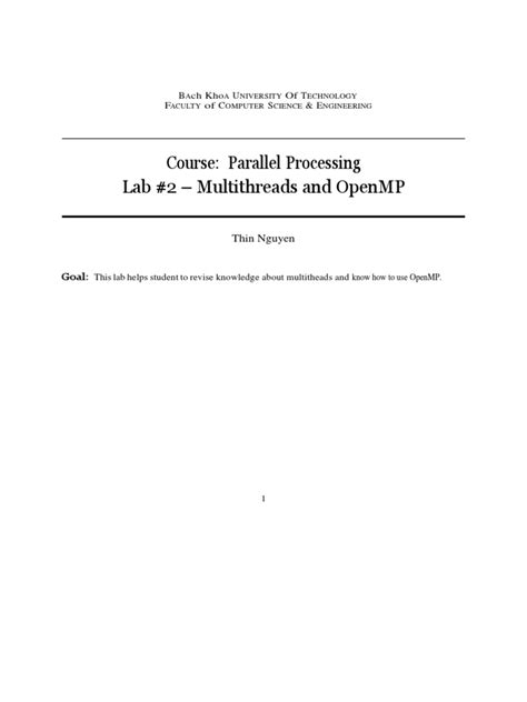course parallel processing lab 2 multithreads and openmp pdf matrix mathematics
