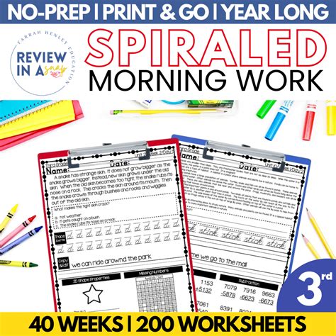 November Spiral Review Third Grade