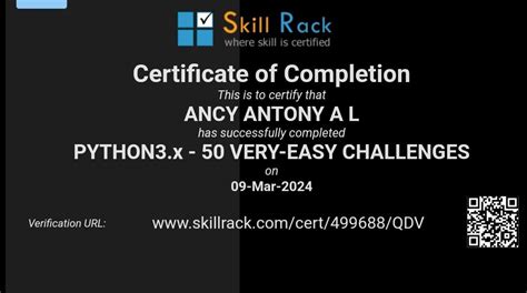 Skillrack Python Ancy Antony A L