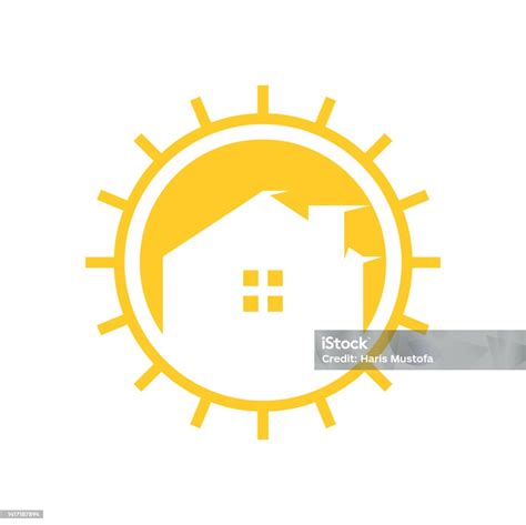 Sun House Design Template Vector Illustration Stock Illustration
