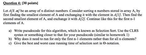 Solved Question 4 130 Points Let A In Be An Array Of N