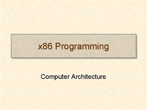 X 86 Programming Computer Architecture Cmp Instruction Cmp