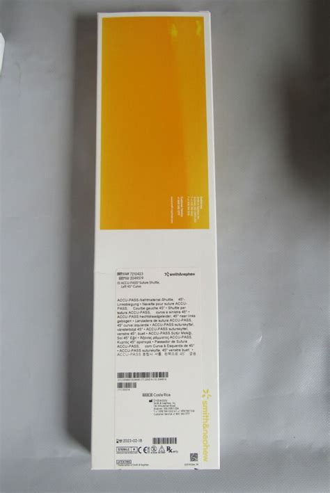 New SMITH NEPHEW Ref 7210423 ACCU PASS Suture Shuttle Left 45 Degree Curve Exp 02 2023