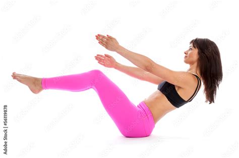 Pretty Woman In Yoga Pose Boat Pose Position Stock Photo Adobe Stock