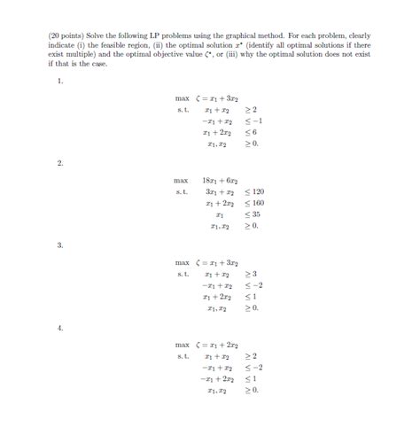 Solve The Following LP Problems Using The Graphical Chegg