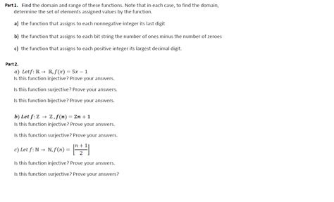 Solved Part Find The Domain And Range Of These Functions Chegg