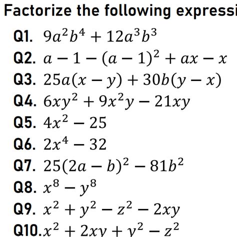 Worksheet On Factorization