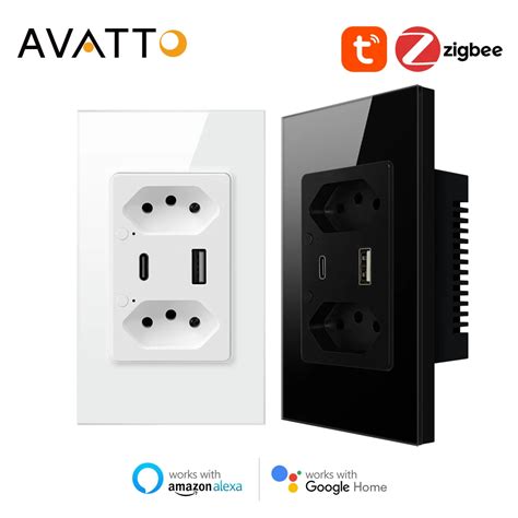 인기상품 Avatto 브라질 지그비 스마트 벽 소켓 투야 C타입 Usb 포트 플러그 라 티몬