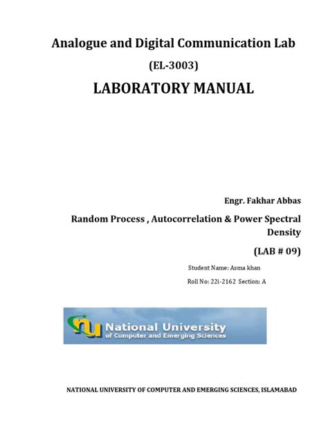 Adc Lab 09 Random Process Autocorrelation Psd Pdf Spectral Density