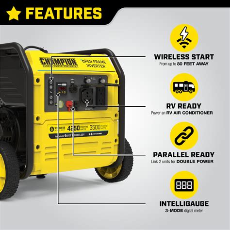Champion 3500 Watt 4250 Max Watts Remote Start Inverter Generator 200913
