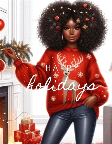 60 Plus Premium Black Christmas Characters Bundle Afro Clip Art Black