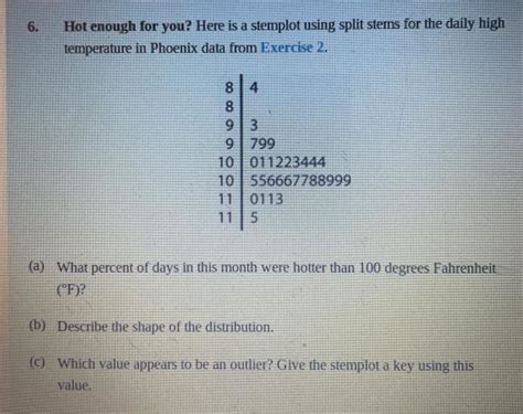 Solved 6 Hot Enough For You Here Is A Stemplot Using Split