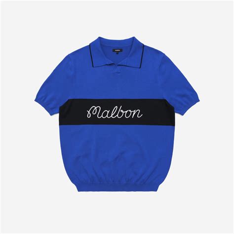 말본 골프 보틀 니트 폴로 로얄 Malbon Golf Kream