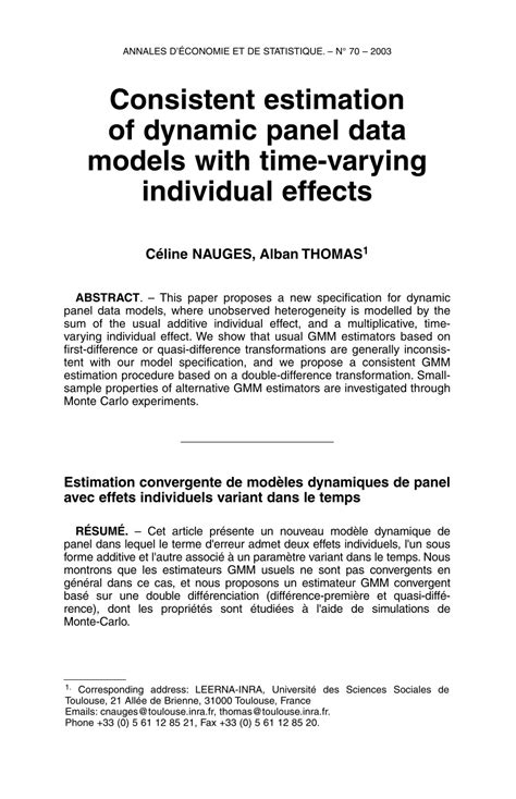 Pdf Consistent Estimation Of Dynamic Panel Data Models With Time
