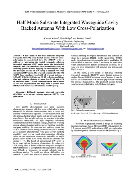 Pdf Halfmode Substrate Integrated Waveguide Cavity Backed Antenna