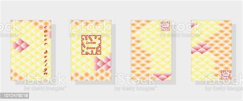 커버에 대 한 세련 된 현대적인 디자인 서식 파일의 집합입니다 국립 동양 패턴 잉어 잉어의 다 색된 물고기 비늘 벡터 일러스트입니다 3차원 형태에 대한 스톡 벡터 아트 및