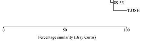 diagram of the cluster analysis bray curtis index indicating the