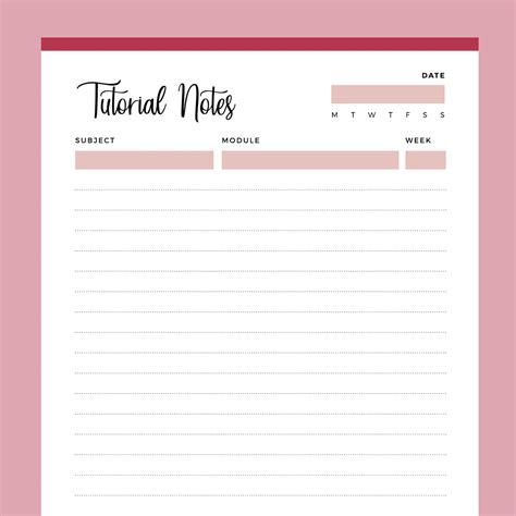 Printable University Tutorial Notes Instant Download Pdf A4 And Us