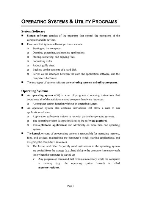 Operating Systems And Utility Programs Operating Systems And Utility