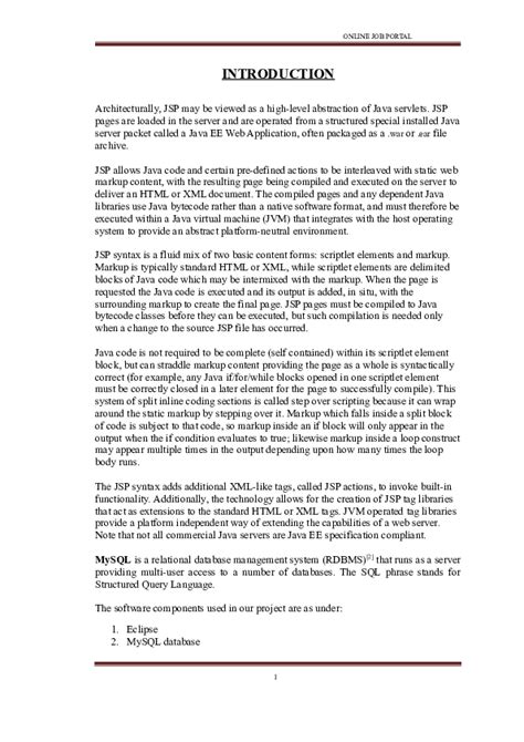 Doc Online Job Portal Java Project Report 1