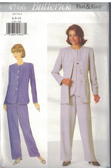 Uncut Butterick Sewing Pattern Jacket Top Pants 4766 Ff Etsy