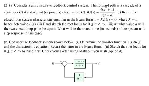 Solved 2 A Consider A Unity Negative Feedback Control
