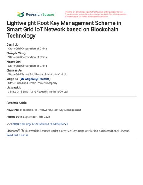 Pdf Lightweight Root Key Management Scheme In Smart Grid Iot Network Based On Blockchain