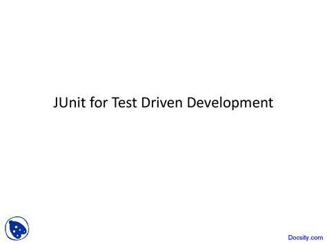 Test Driven Development Java And The Web Lecture Slides Docsity