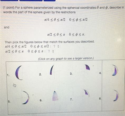 Solved 1 Point For A Sphere Parameterized Using The