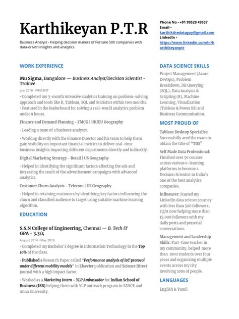 resume karthikeyan p t r pdf pdf data science analytics