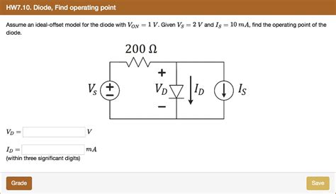 solved hw7 10 diode finding the operating point assume an ideal