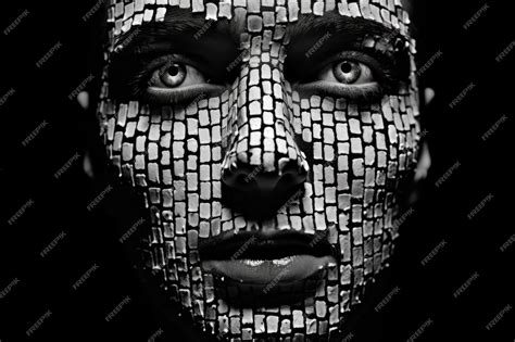 Premium Photo A Face Made Of White Keyboard Keys On A Black Background