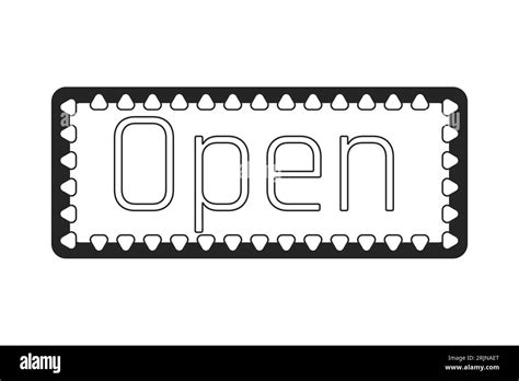 Neon Open Sign Board Flat Monochrome Isolated Vector Object Stock