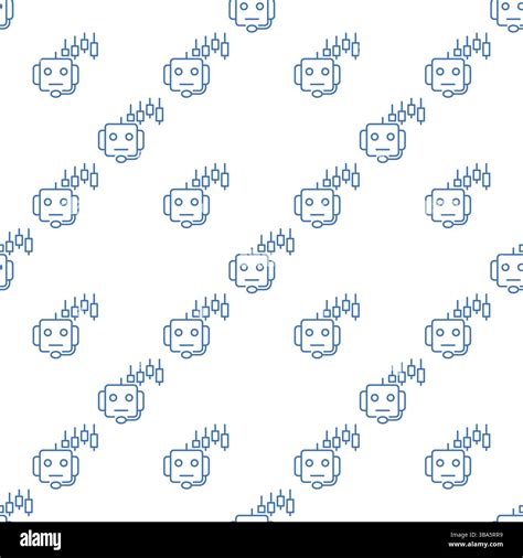 Algorithmic Trading Machine And Candlestick Chart Vector Concept Linear Seamless Pattern Stock